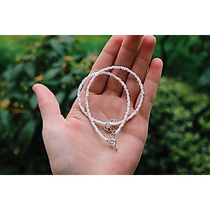 Ziper Women Bohemian White Beaded Choker Glass Necklaces Jewelry Gifts for Mom Girlfriend