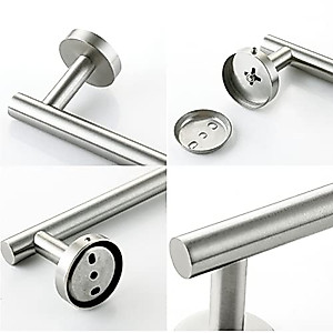 Nolimas 9 Inch Silver Bath Hand Towel Bar SUS 304 Stainless Steel Towel Rod Rack Holder Round Wall Mounted Suit for Kitchen,Bathroom,Living Room&Toilet,Anti Rust Brushed Nickel