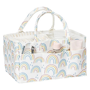 Sammy & Lou Painted Rainbow 2-Pack Felt Diaper Caddy Set, Includes Portable Diaper Organizer and Baby Wipes Caddy