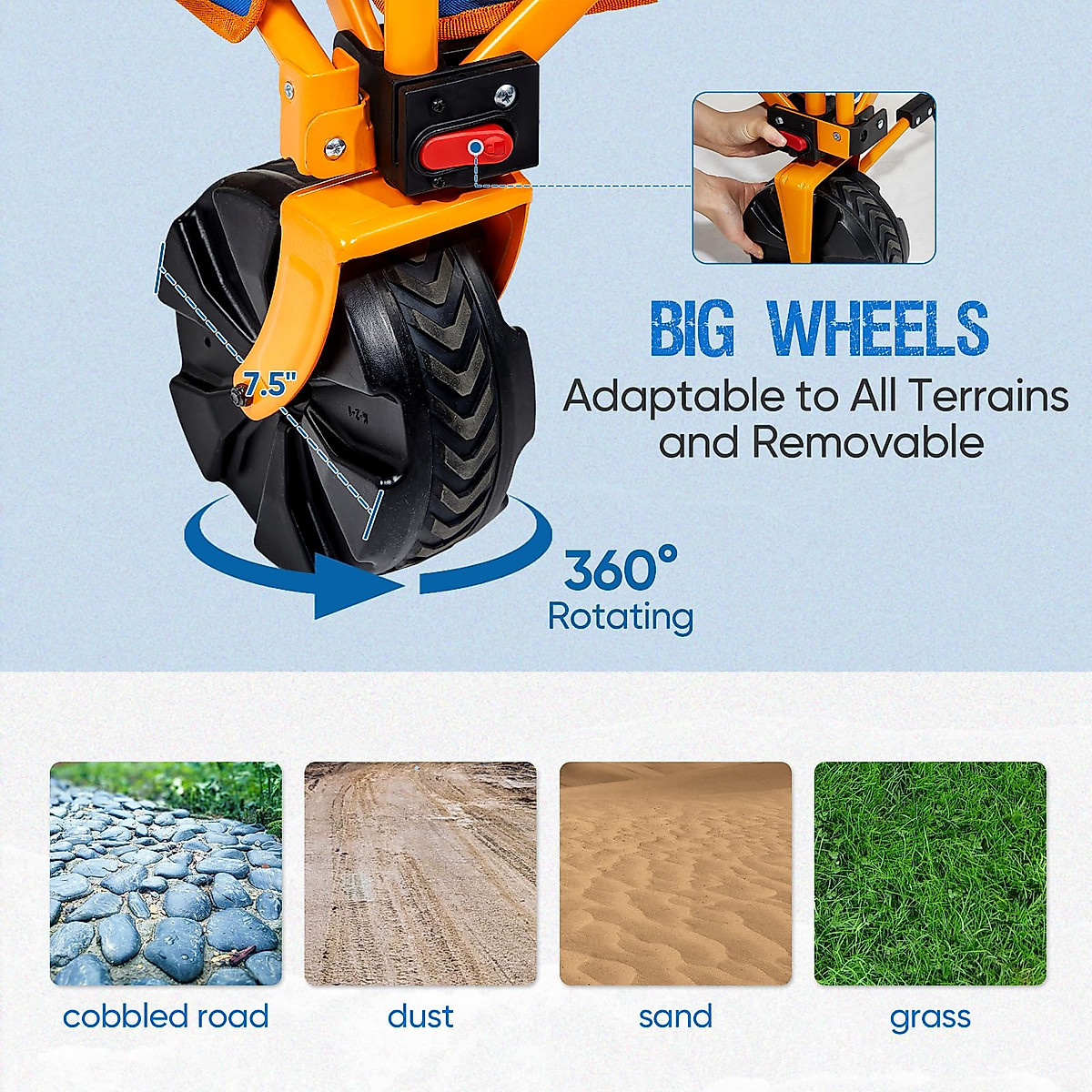 Old Bahama Bay 49 Inch Extended Extra Long Beach Wagon with Big Wheels for Sand, Collapsible Utility Beach Cart Heavy Duty Folding Wagon,Ideal for Outdoor Sand Camping Garden Pet