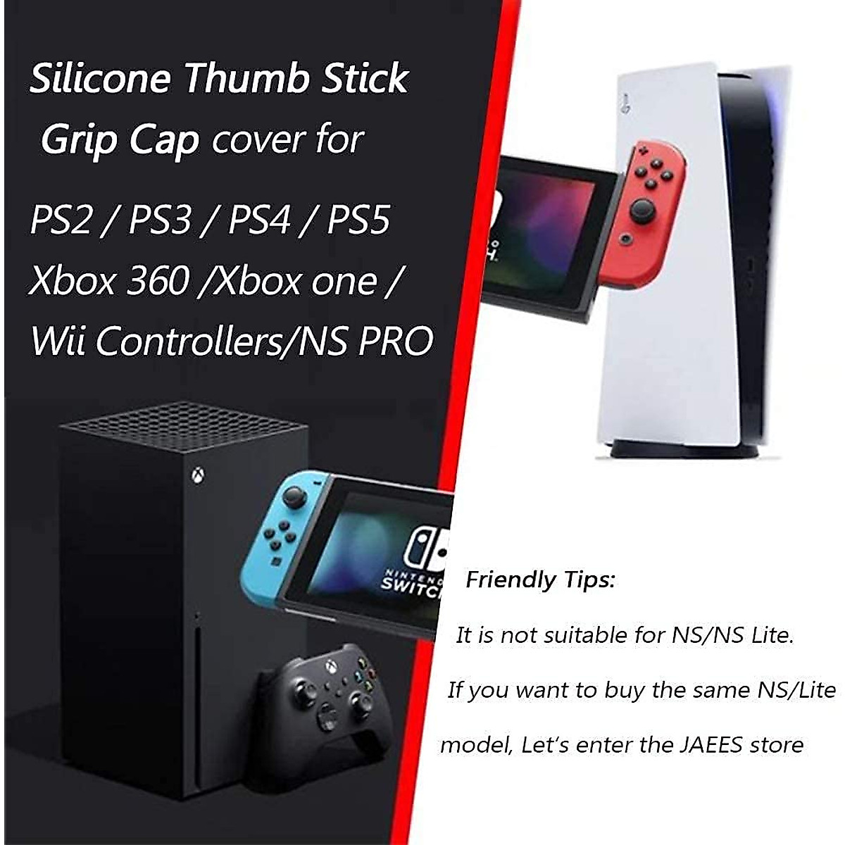 2Pcs Analog Thumb Grip Stick Cover, Dualsense Wireless Controllers Game Remote Joystick Cap, Fantastic Non-Slip Silicone Handle Protection Cover for PS5/PS4/Xbox one/360/NS PRO (Iron-mn))