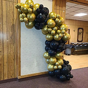 Black and Gold Balloon Garland Arch Kit, 158 Pcs 18" 10" 5" Latex Balloon Set for Baby Bridal Shower Birthday Wedding Bachelorette Party Decorations Supplies