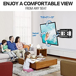 MOUNTUP TV Wall Mount, TV Mount Swivel and Tilt Full Motion for Most 42-82 Inch Flat Curved TVs, Wall Mount TV Bracket with Articulating Arm, Holds up to 100lbs Max VESA 600x400mm, Fits 12" 16" Studs