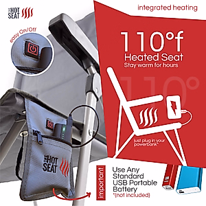 POP Design The Hot Seat, USB Heated Portable Camping Chair, Perfect for Outdoor, Sports, Beach, or Picnics. (Battery Pack Not Included)