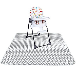 Youngever 42 Inch x 42 Inch Washable Highchair Splat Floor Mat, Splash Mess Mat, Food Catcher Art Craft Leak Proof Mat (Grey Wave)