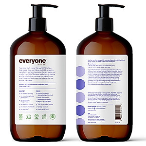 Everyone 3-in-1 Soap, Body Wash, Bubble Bath, Shampoo, 32 Ounce (Pack of 2), Lavender and Aloe, Coconut Cleanser with Organic Plant Extracts and Pure Essential Oils (Packaging May Vary)