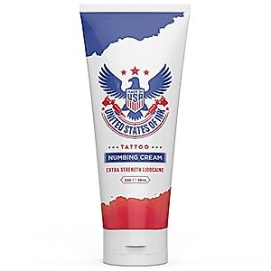 United States of Ink Premium Tattoo Numbing Cream - Topical Anesthetic 4% Lidocaine Cream - Pain Relief Skin Numbing Cream for Tattoos, Microneedling, Waxing - Maximum Strength Formula - 1 oz(30 mL)