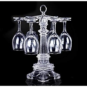 XINDAM 6 Hook Design Tabletop Glass Eiffel Tower Stemware Rack/Rotate 6 Wine Glass Storage Holder Stand Air Drying Rack