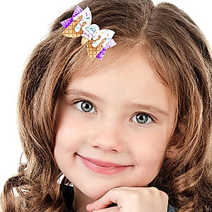 4 PCS Ice Cream Hair Clips, Summer Glitter Bow Hair Clips Sparkly Alligator Hair Clips Barrettes Hair Accessories for Girls Women