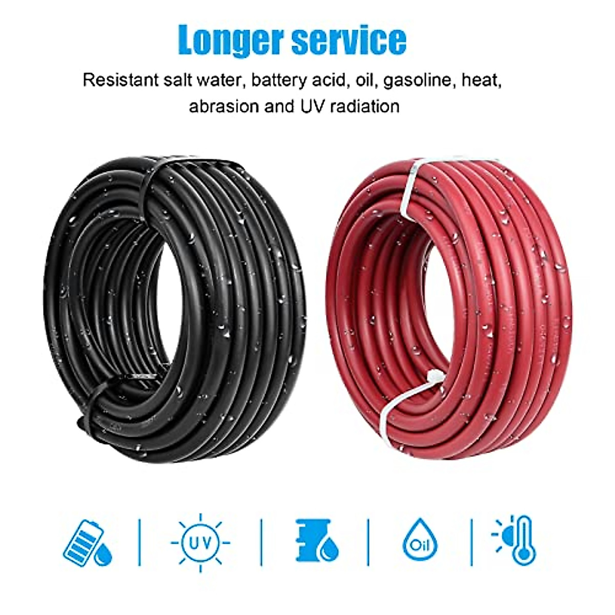 Kimbluth 10 AWG Solar Wire 30FT Red & 30FT Black Tinned Copper Wire, 10 Gauge Solar Panel Cable OFC Oxygen Free Copper Wire for Solar Panel Automotive Trailer Marine Outdoors (Red&Black)