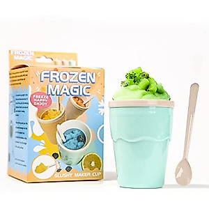 Slushie Maker Cup for Kids and Adults – Premium Slushy Cup Kitchen Set with Spoon Included – Multipurpose Ice Cream Maker Ideal for Smoothies, Slushies, Ice Cones – Easy to Use and Clean