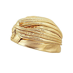Surkat Unisex Metallic Arab India Pleated Turban Headwrap Swami Hat Costume Hat Chemo Cap(Gold)