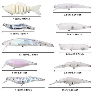 Blank Fishing Lure Making Kit 280PCS DIY Fishing Lure Kit Topwater Unpainted Swimbait Crankbaits Minnow Hard Lures Treble Hooks Fishing Pliers Eyes Stickers Make Your Own Fishing Lures