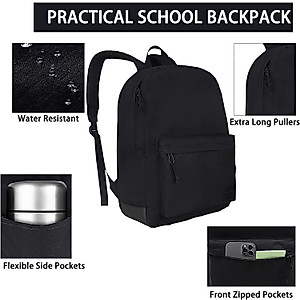 SUPACOOL Lightweight Casual Laptop Backpack with USB Charging Port For for Men and Women, School Bookbag for College (Full Black)