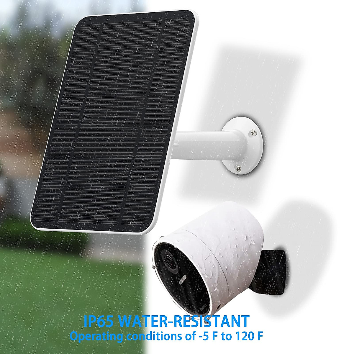 4W Solar Panel Compatible with SimpliSafe Outdoor Camera, Includes Secure Wall Mount, IP65 Weatherproof,13.1ft Power Cable (1)