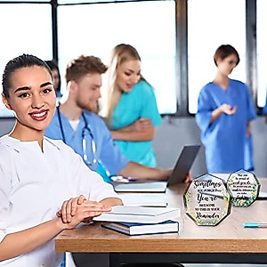 10 Pcs 5 Styles Acrylic Thank You Gift Nonagon Coworker Gift Office Employee Appreciation Plaque Decorative Signs and Plaques Inspirational Paperweight Keepsake for Women Men Colleague Teacher