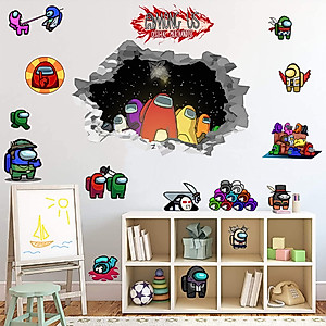 Among Us Wall Stickers A big one and 20Pcs/Sheet for Bedroom Wall Decals,Wall Decor for Kids,Computer Desk Wall Waterproof Hot Game Stickers for Laptop,Water Bottles