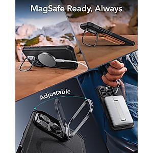 ESR for iPhone 16 Pro Max Case with Stand, 23FT Military-Grade Drop Protection, Heavy Duty Magnetic Phone Case, Compatible with MagSafe Accessories, Cyber Series, Black