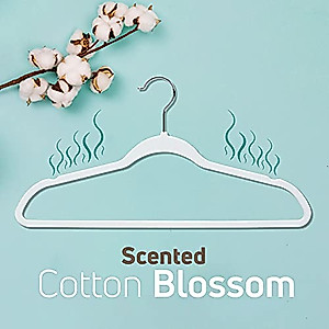 HangAroma Non-Slip Scented Velvet Hangers - Heavy Duty Clothes Hanger - Ultra Thin Space Saving 360 Degree Swivel Hook - Ideal for Coats, Jackets, Pants, & Dress - Cotton Blossom - 6 Pack