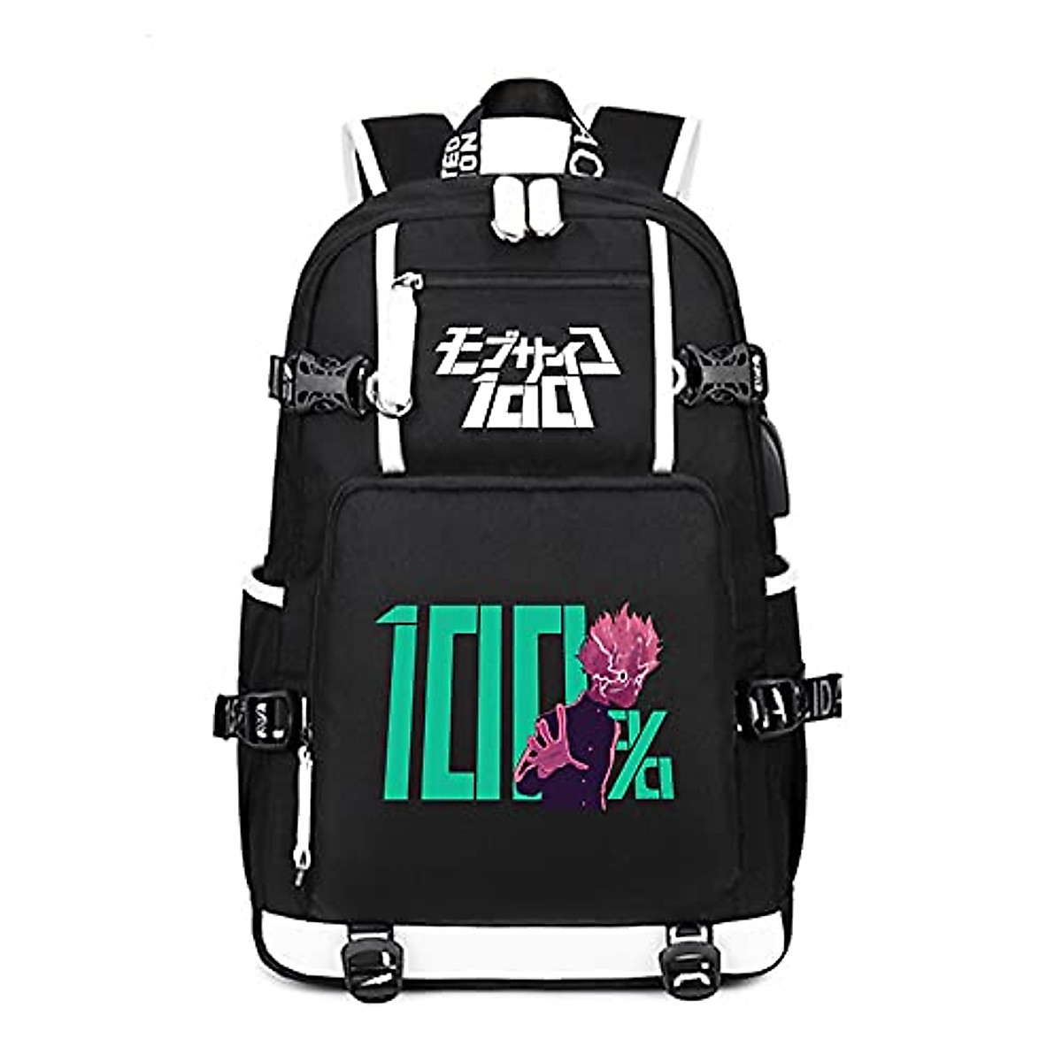 TKBASO Anime Mob Psycho 100 Mob Reflect Light Backpack Laptop Bag Mochila Black (1)