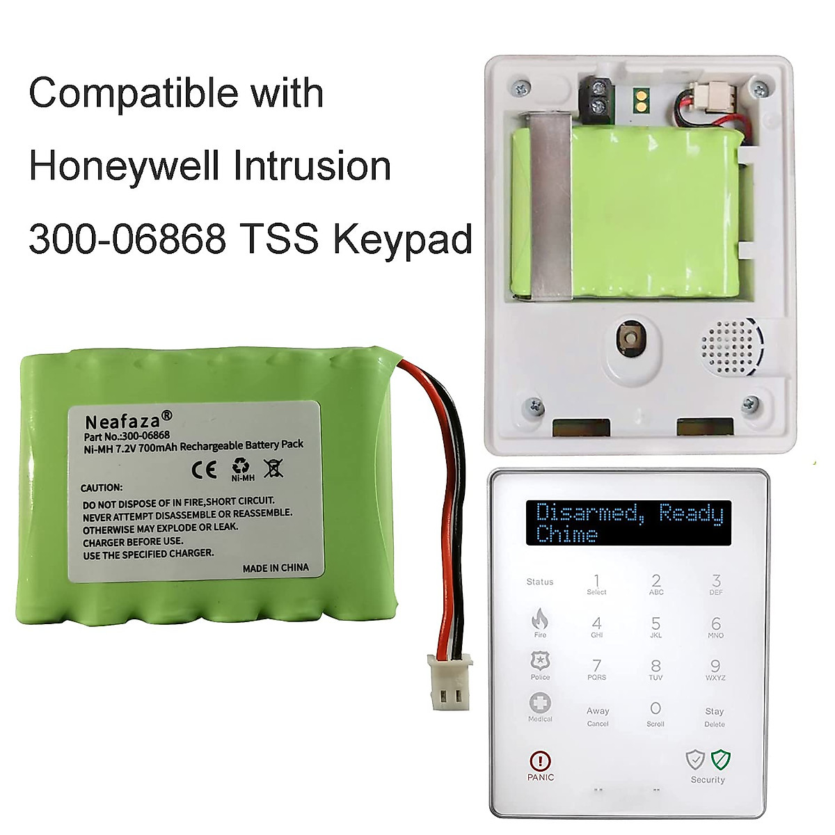 NEAFAZA 300-06868 Battery 7.2V 700mAh Compatible with Touchpad Home Security Intrusion WLTP100 8DLLKP500 8DLTSSCBASE1 8DLWLTP100 Lyric TSS Keypad