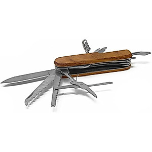 Tough Stainless Steel Multi-function Tool 11-in-1 Pocket Knife With Wooden Handle