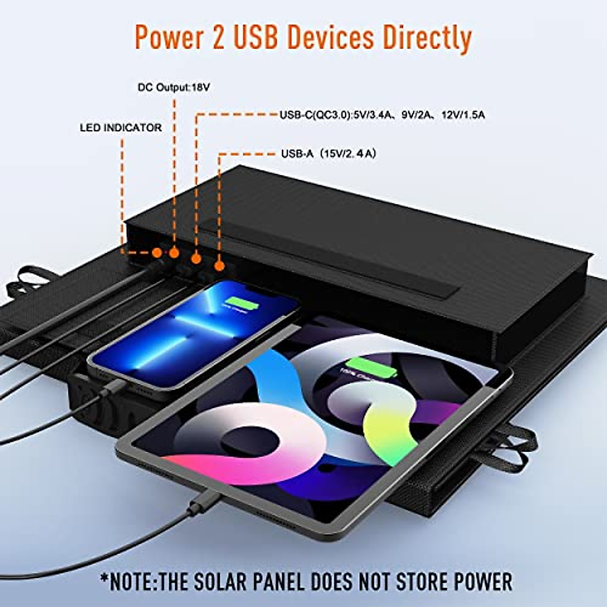 RoRood Portable Solar Panel, 60W Foldable Solar Panels 18V 22% Higher Efficiency Solar Charger IPX3 Waterproof Solar Panel Kit with USB, DC Output, 10 Connectors for Most Power Stations, Camping,RV