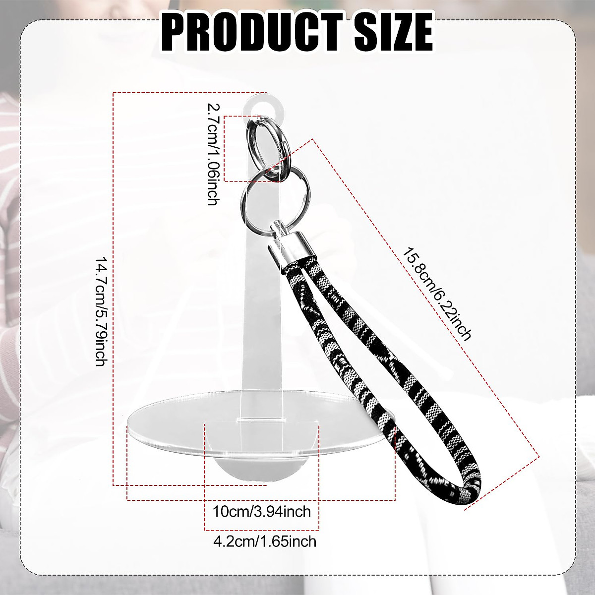 Portable Wrist Yarn Ball Holder with Wrist Strap, Acrylic Wrist Yarn Dispenser Stand & Metal Ring Mini Crochet Yarn Organizer Storage Prevents Tangling & Misalignment for Knitting Supplies