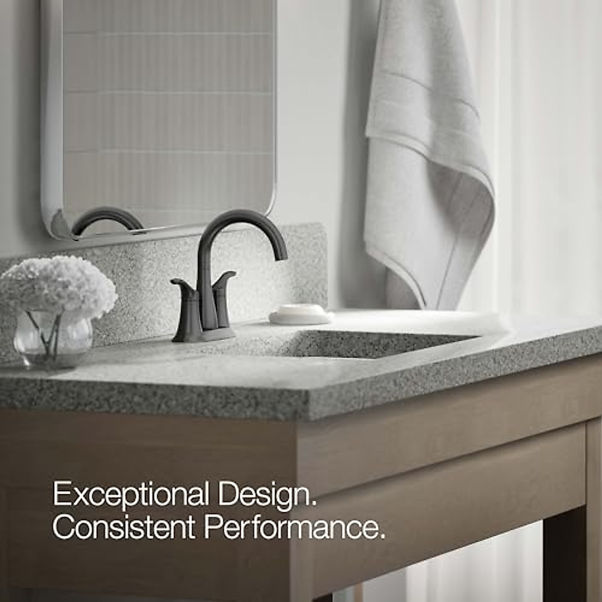 Kohler 27388-4-BL SIMPLICE® Centerset bathroom sink faucet, 1.2 GPM, Matte Black