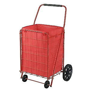 wenyuyu Trolley Red Foldable Shopping cart for Groceries with 4 Wheels and Removable Bag and Rolling Personal Handtruck Standard,Transport Up to 120 Pounds