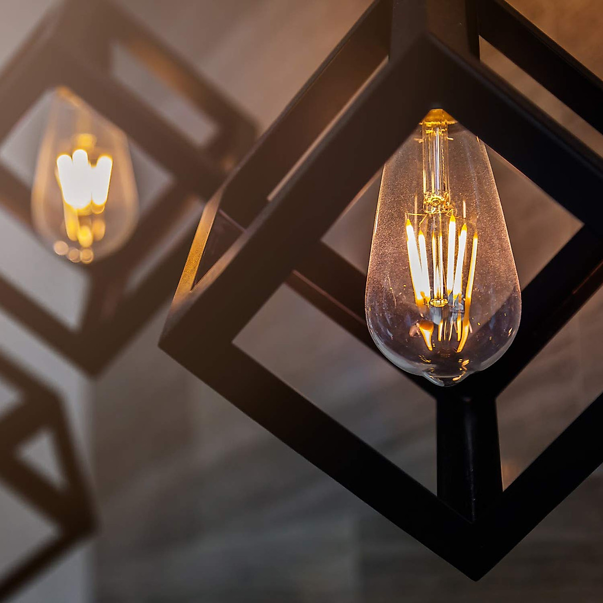 LUXRITE Vintage LED Edison Bulb 60W Equivalent, ST19 ST58, 2700K Warm White, 550 Lumens, Dimmable LED Filament Bulb 5W, Clear Glass, UL Listed, E26 Medium Base (4 Pack)