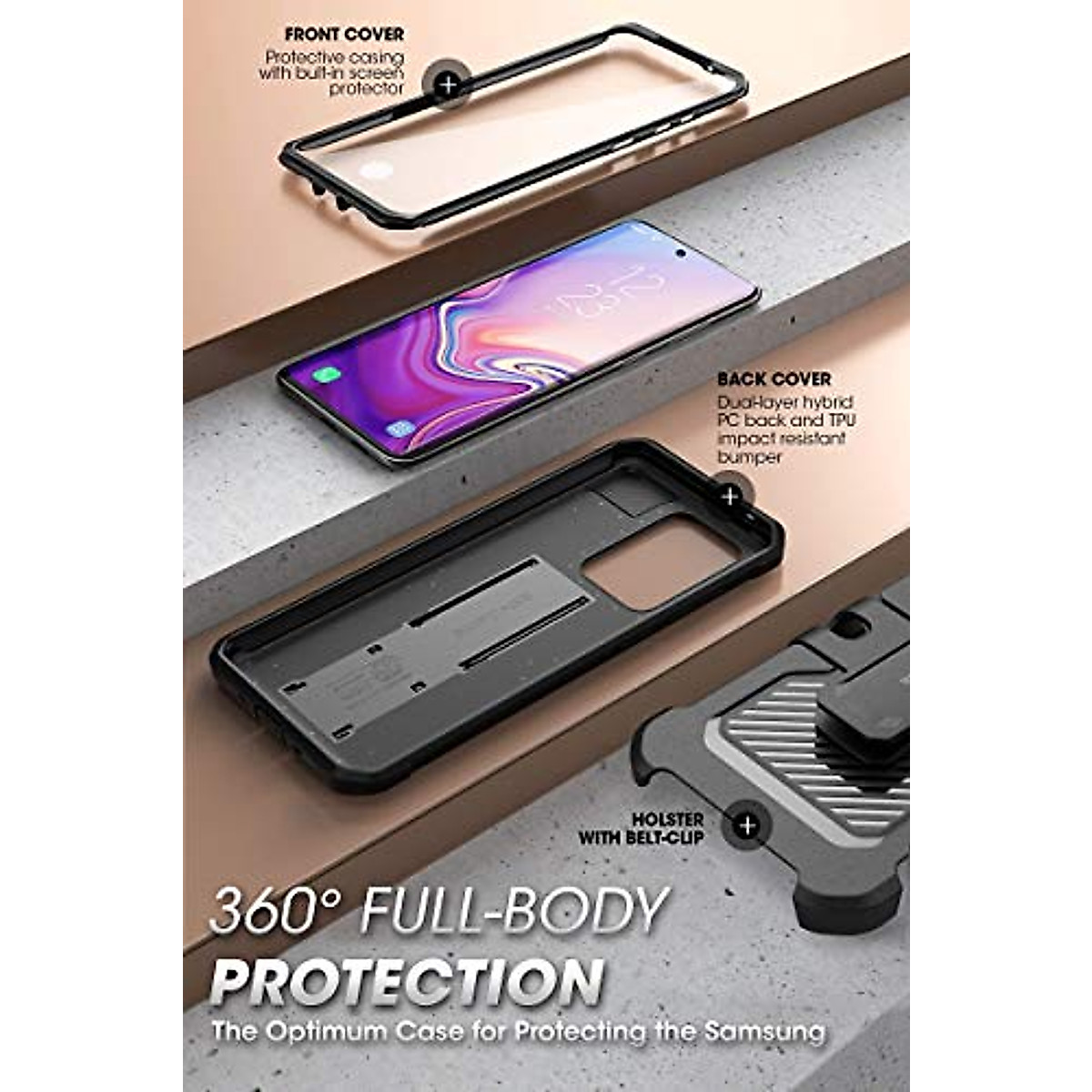 SUPCASE UB Pro Series Designed for Samsung Galaxy S20 Ultra 5G Case, Built-in Screen Protector with Full-Body Rugged Holster & Kickstand for Galaxy S20 Ultra (2020 Release) (Black)