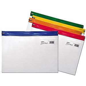 Snopake A3 480x350mm Zippa Bag 'S' with Zip Strips - Transparent/Assorted (Pack of 5)