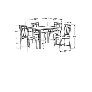 Monarch Specialties 1018 Table, 5pcs, Small, 40" Rectangular, Kitchen, Metal, Laminate, Black, Contemporary, Modern Dining Set, 40" x 28" x 30"
