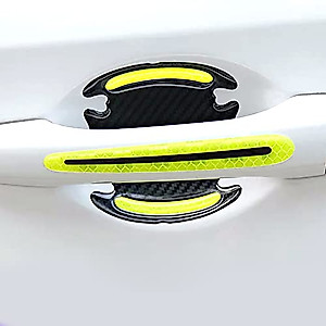 Kakalote 8pcs Car Door Handle Scratch Protector Film Pad Reflective Strips,Universal Door Side Paint Protection Car Door Handle Cup Protector Films(Yellow)