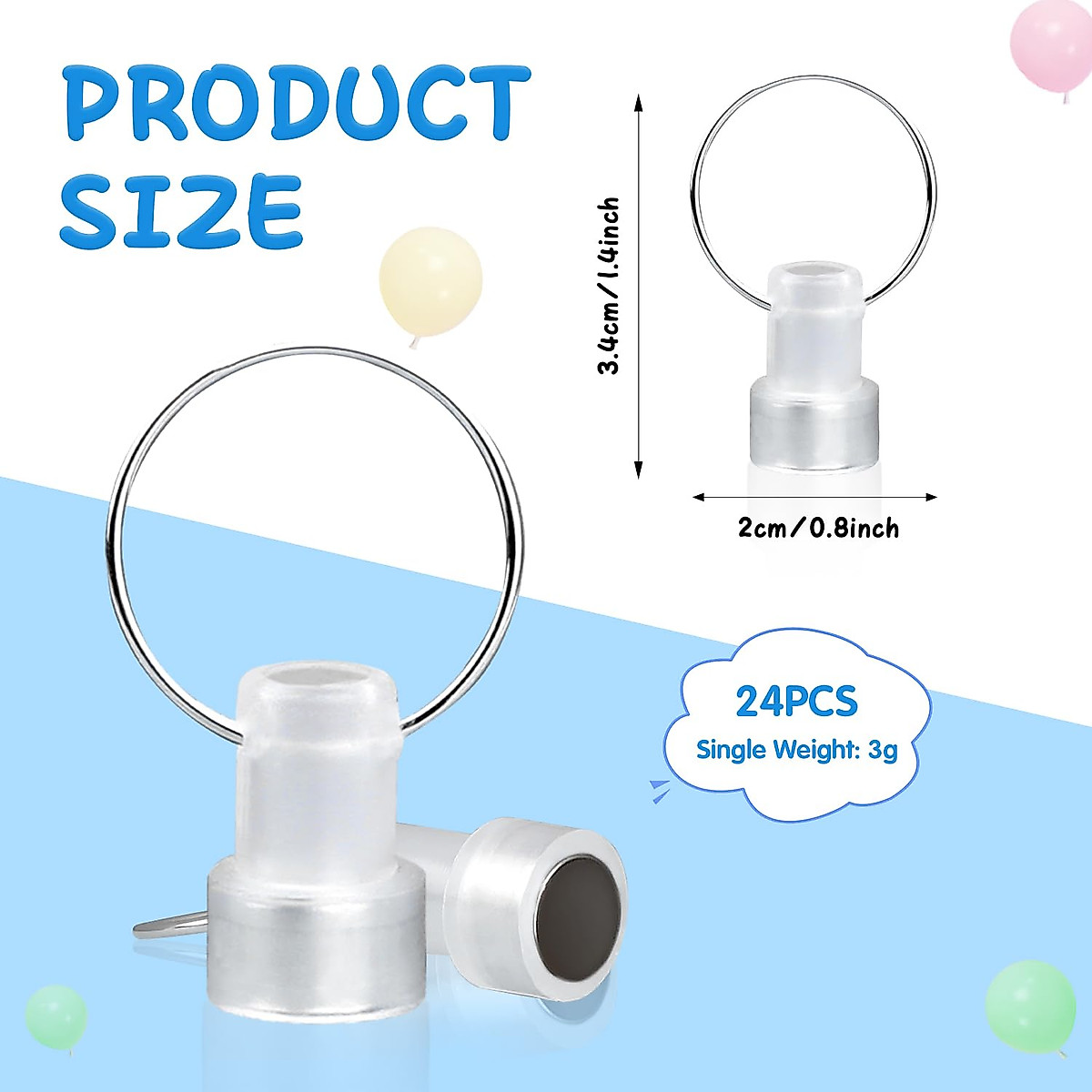 24PCS Balloon Weights Metallic Table Centerpiece Holders For Helium Balloon Accessories Small White Balloon Pendant For Birthday Wedding Chrismas Party (Round)