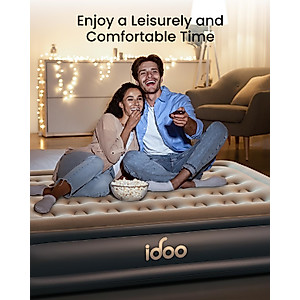 iDOO Air Mattress, Air Mattress Full with Built in Pump for Camping & Guest, 18" Raised Dual Chamber Airbed, Fast-Inflating Blow-up Bed, Colchon Inflable - Portable, Comfotable, 600lbs Max