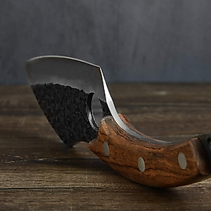 XYJ 6 inch Boning Knife Full Tang Handmade Forging Carving Knife 4Cr13 Stainless Steel Blade with Soft Leather Sleeves for Carrying Out