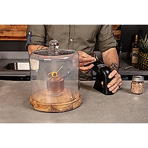 Crafthouse by Fortessa Classic Glass Smoke Cloche for Cocktails/Charcuterie/Drinks/Food with Handheld Smoker and Chips