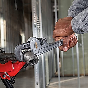 RIDGID 31095 Model 814 Aluminum Straight 14" Plumbing Pipe Wrench, Silver, Made in the USA