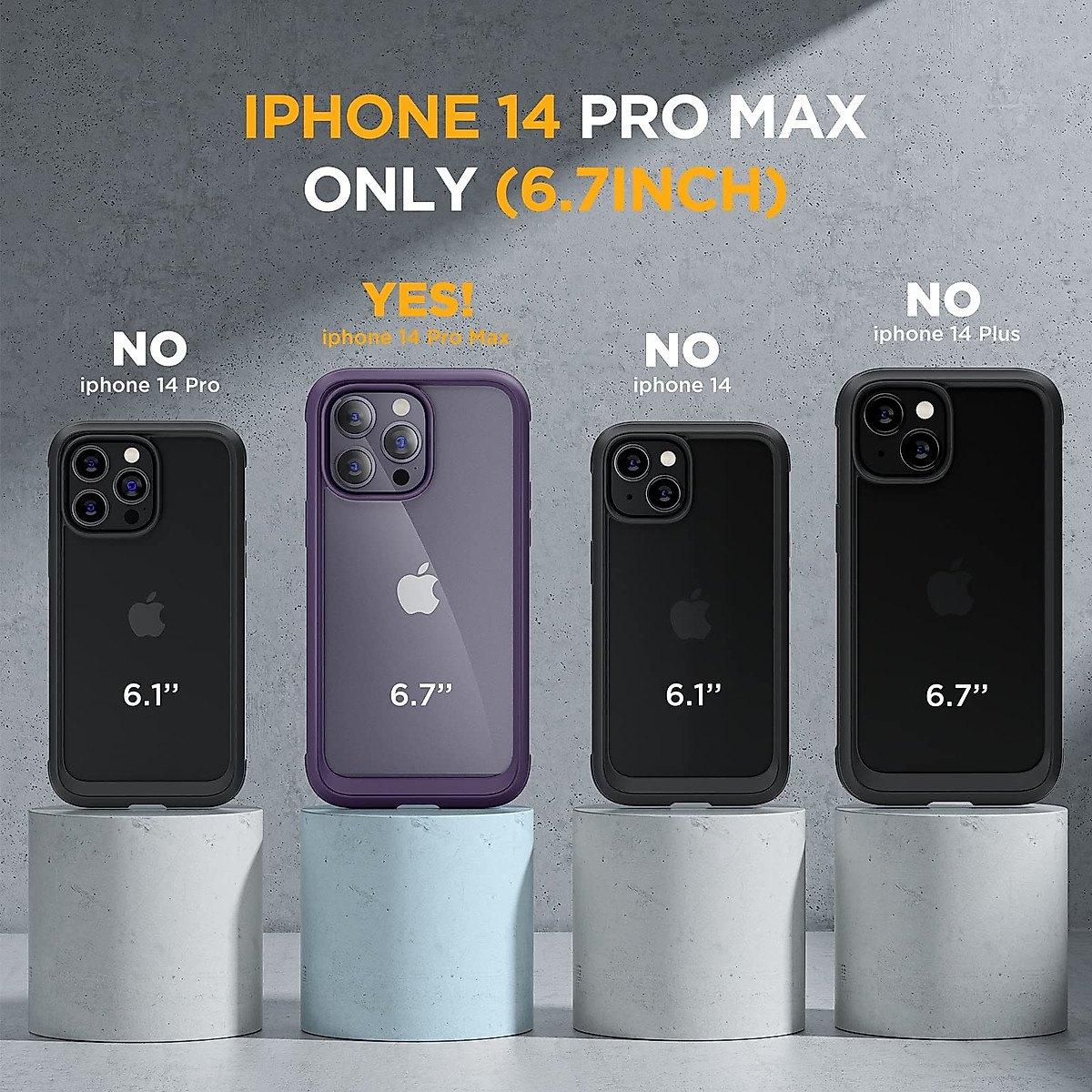 Miracase Glass Series Designed for iPhone 14 Pro Max Case 6.7 Inch, 2023 Upgrade Full-Body Bumper Case with Built-in 9H Tempered Glass Screen Protector with Camera Lens Protector, Noble Purple