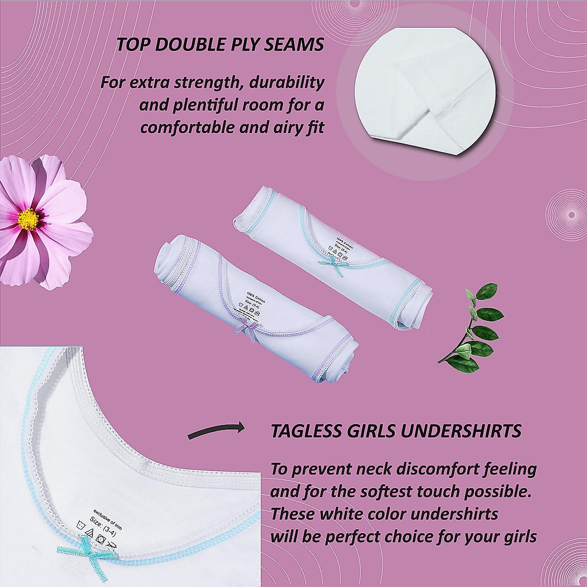 Buyless Fashion Girls Tank Tops - Sleeveless Cami Tanks Cotton Undershirts for Dance Gymnastics, Kids & Toddler Size (4 Pack) - TW14-GW-6-7 White