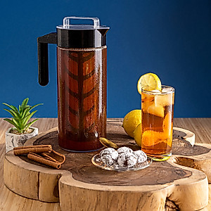 Mixpresso Cold Brew Maker For Iced Coffee and Iced Tea, Cold Coffee Maker Glass Pitcher, Tea Infuser For Loose Leaf Tea, 44oz Large Ice Tea Brewer with Easy to Clean Reusable Mesh Filter.
