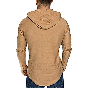 Lexiart Mens Fashion Athletic Hoodies Sport Sweatshirt Solid Color Fleece Pullover Khaki 3XL