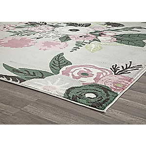 Rugs America Hanna VA40C Rose Garden Gray Floral Transitional Area Rug, 5'x7'