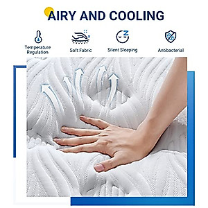 Avenco King Mattress, Medium Firm Hybrid Mattress King, 10in King Mattresses in a Box with Gel-Infused Memory Foam and Pocketed Springs, Motion Isoaltion, Breathable Knit Fabric, Strong Edge Support