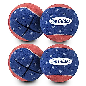 Top Glides Precut Walker Tennis Ball Glides - Patriotic - 2 Pairs