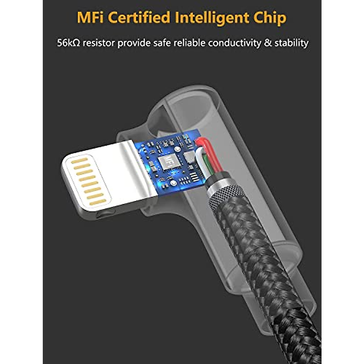 6.6FT iPhone Charger 90 Degree,[Apple MFi Certified] 3Pack USB to Lightning Cable Right Angle,Nylon Braided iPhone Fast Charging Cord for iPhone 14 13 12 11 Pro Max XR XS X 8 7 6 Plus SE iPad Air Mini