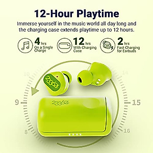 233621 Droplet True Wireless Earbuds, CVC 6.0 Call Noise Cancelling Headphones, IPX5 Waterproof Bluetooth 5.0 Earphones Touch Control, Stereo sound, comfortable fit for Home, Office, Gym (Light Green)