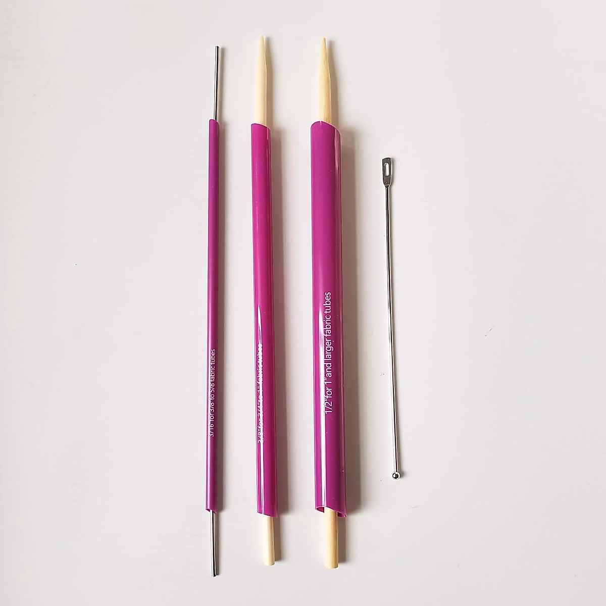 Bequilter Fabric Tube Turners Set, 3 Pieces Assorted Sizes with Ball Point Bodkin, for Sewing DIY Tool